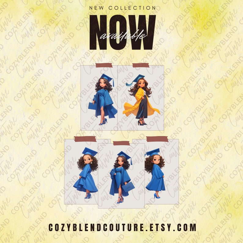 Graduate Glam Girls Clipart Chic Graduation Gown and Cap Designs for ...