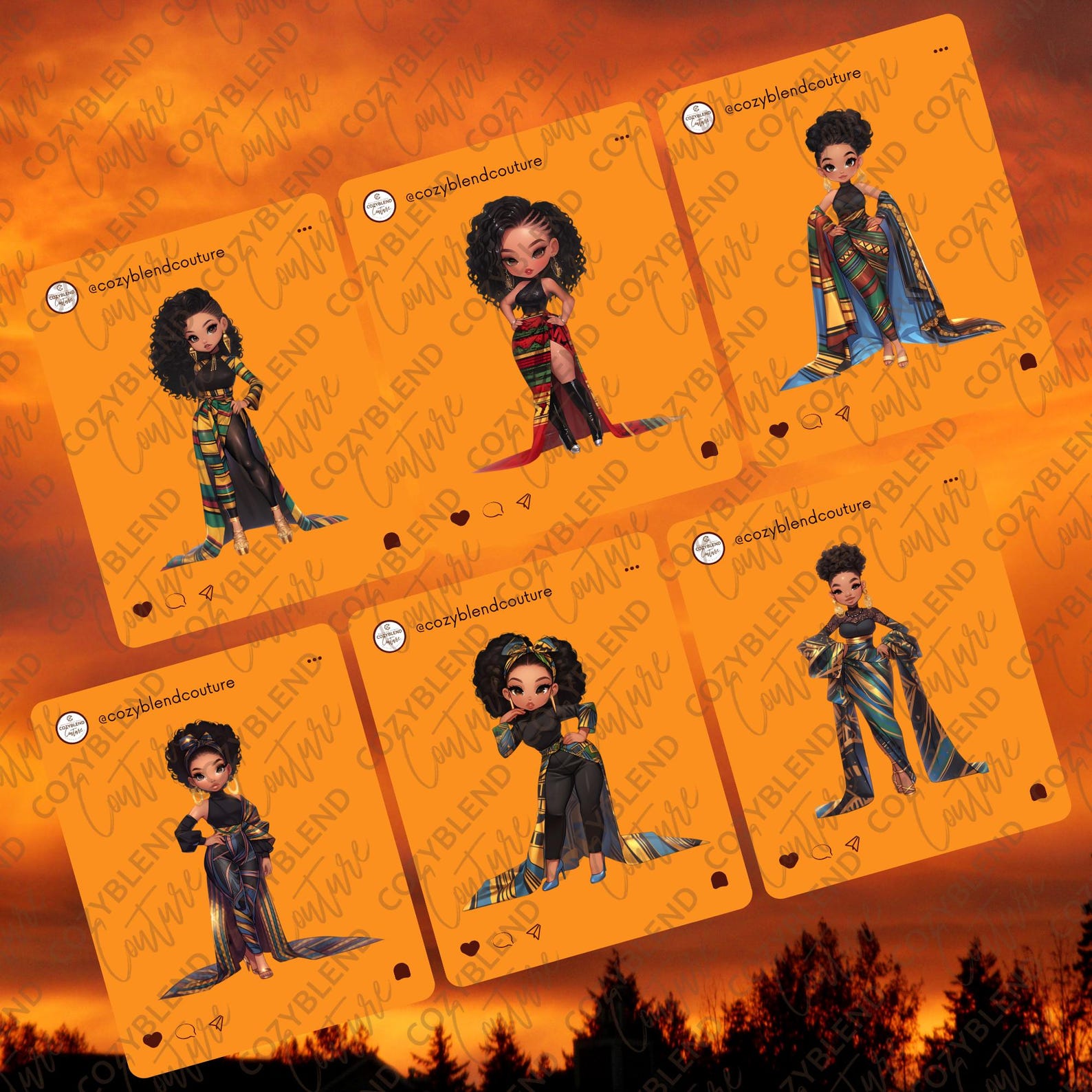 Chic African Ladies Clipart, Modern Fashion & Traditional Elegance ...