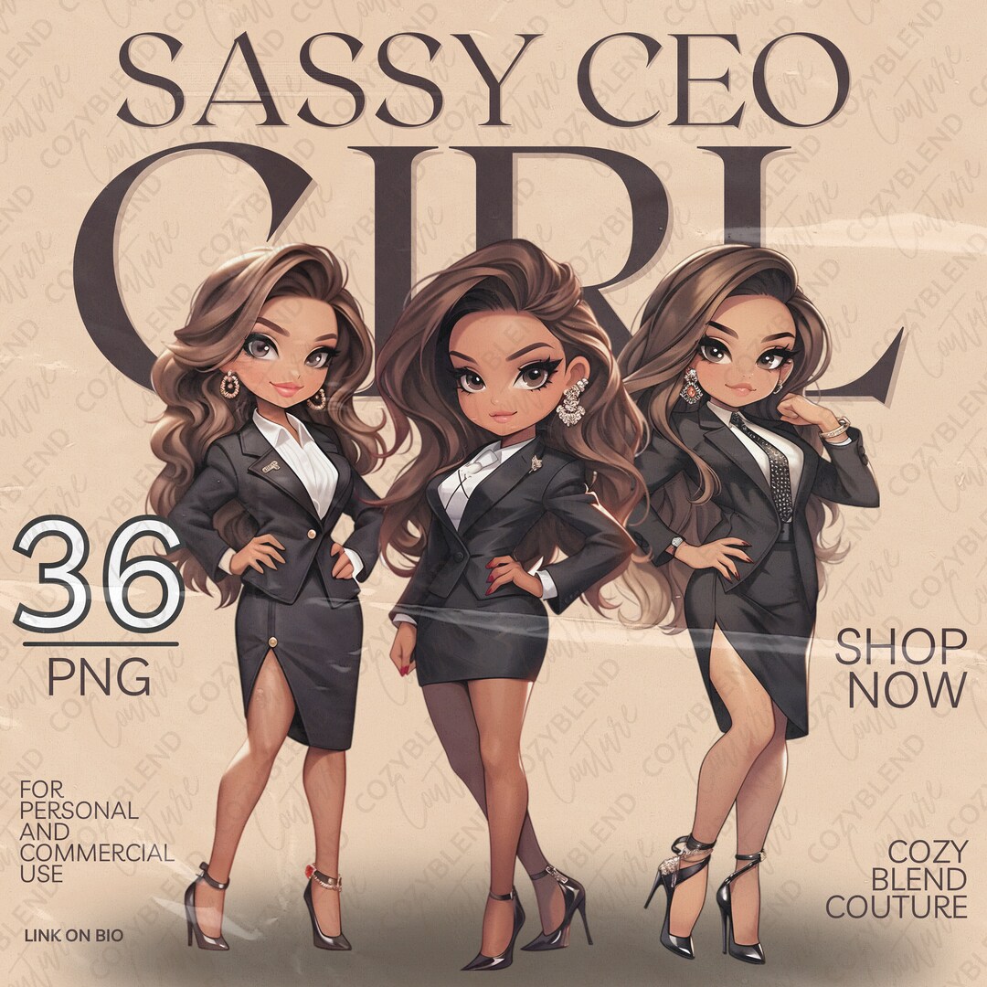 Sassy CEO Chibi Girl Clipart: Planner Stickers, Cards (digital Download ...