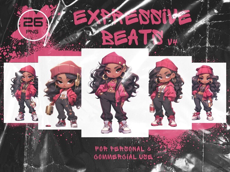 Expressive Beats V4, Energetic Hip-hop Chibi Illustrations, Chibis ...