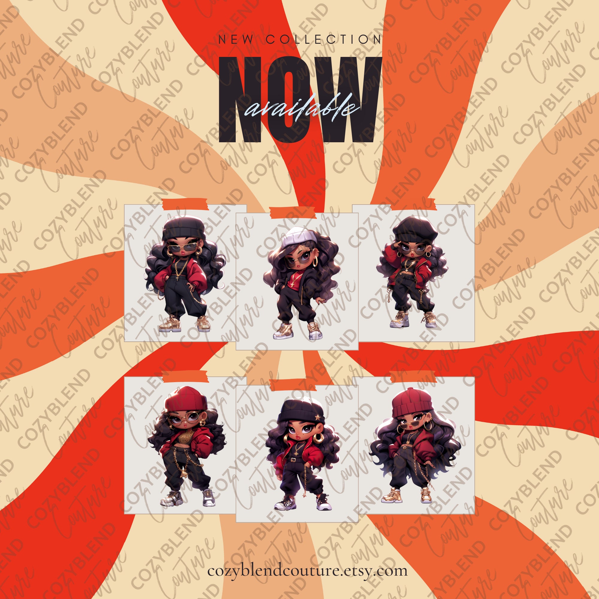 Funky Girls V2, Chibis Clipart, Fashionable Woman Clipart, Urban Style ...