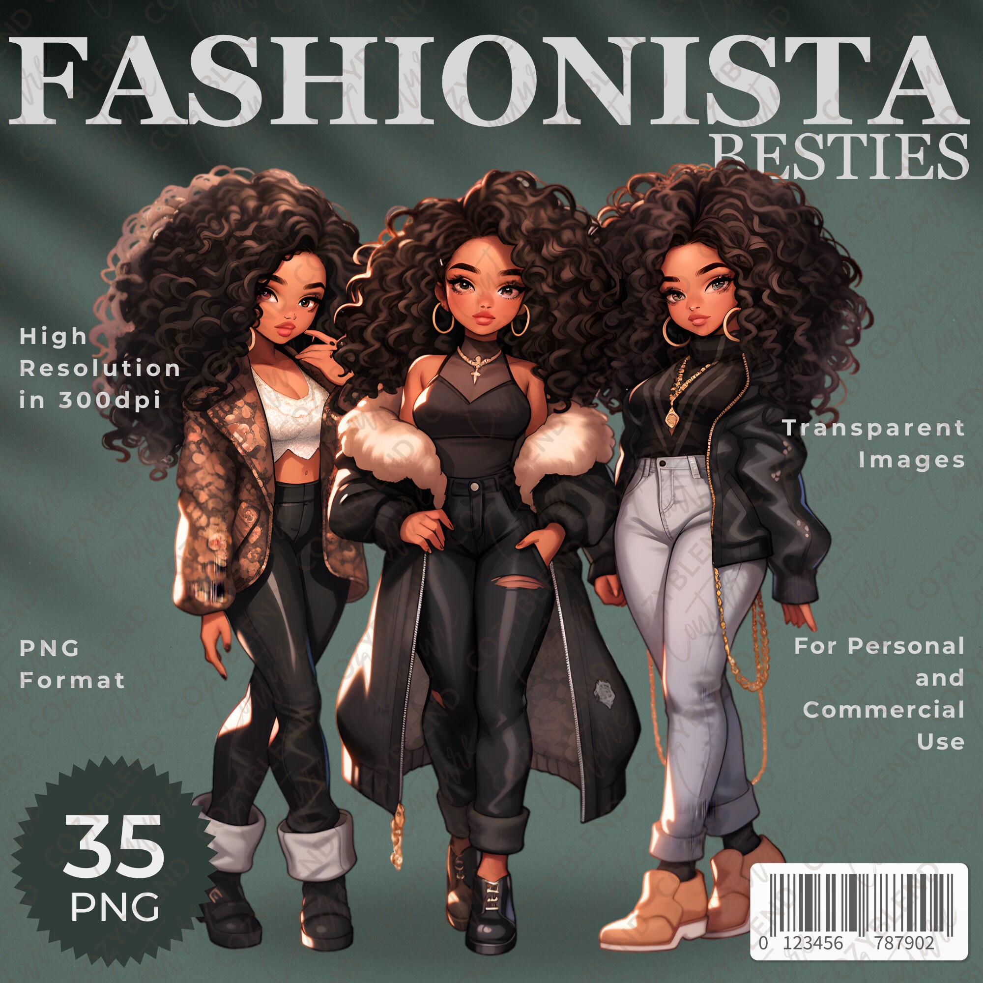 Fashionista Besties Clipart Trendy Friends Graphics for Fashion ...