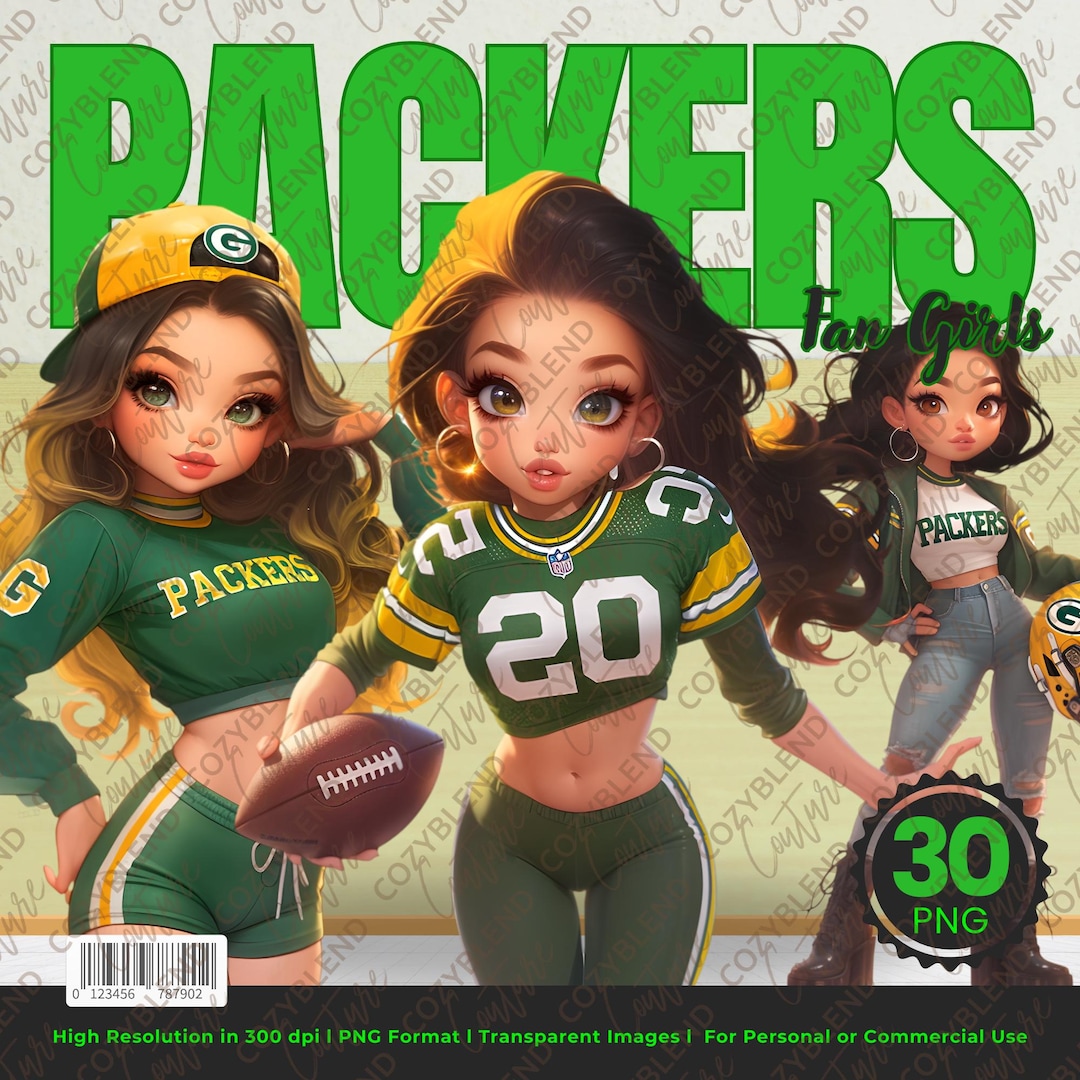 Packers Fan Girls Clipart: Green Bay Football PNG (digital Download) - Etsy