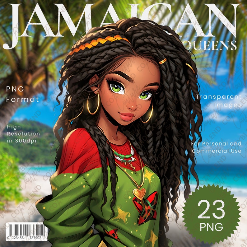 Jamaican Queens Clipart - Radiant Island Girls Illustrations for Crafts ...