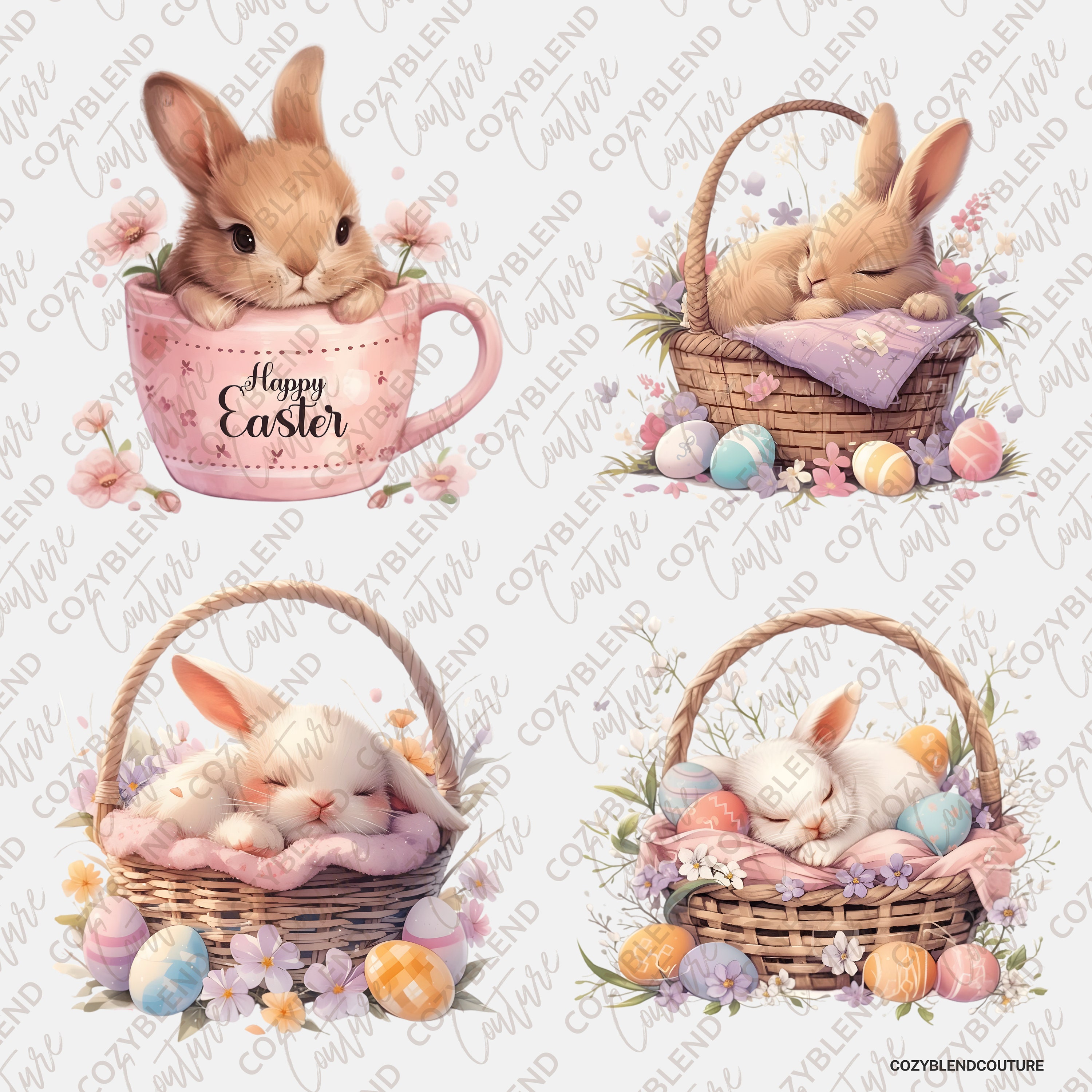 Easter Bunny Cutie Clipart Clipart Bundle, Easter Clipart, Easter ...