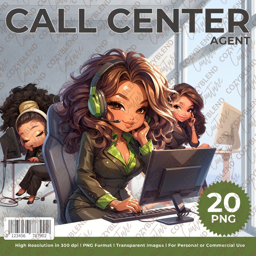 Call Center Agent Clipart: Professional PNG Illustrations (digital ...