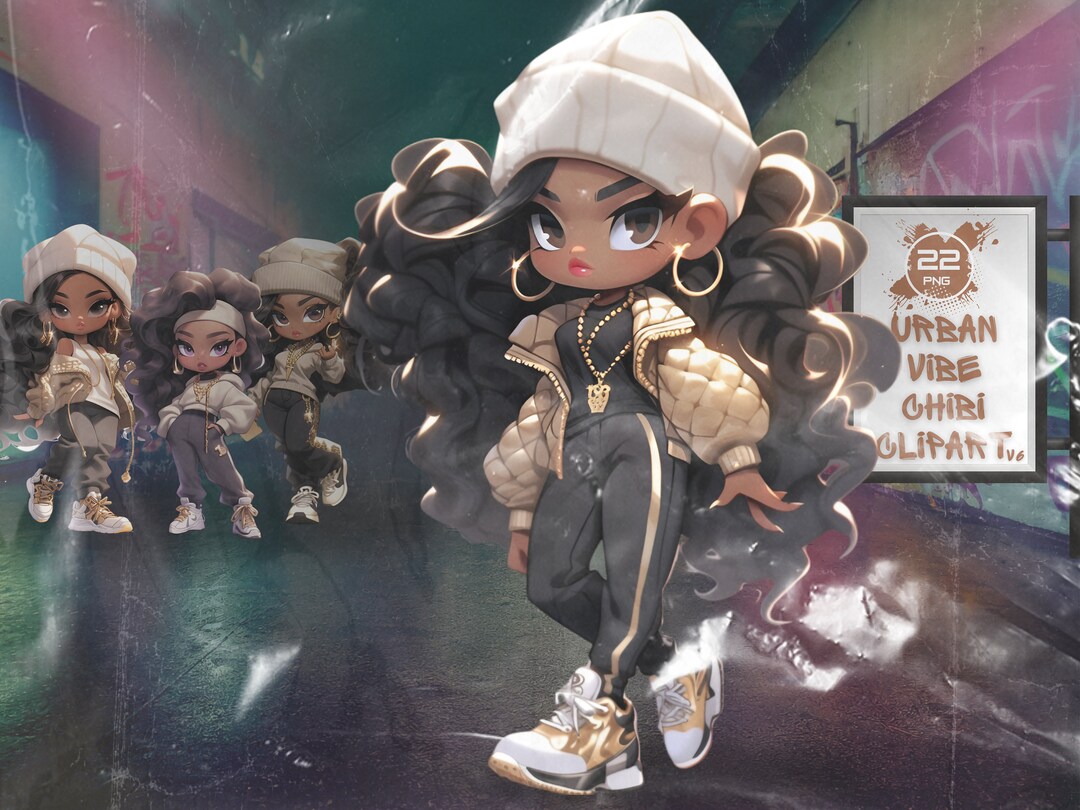 Urban Vibe V6, Funky Street-chic Chibi Art Bundle, Chibis, Woman ...