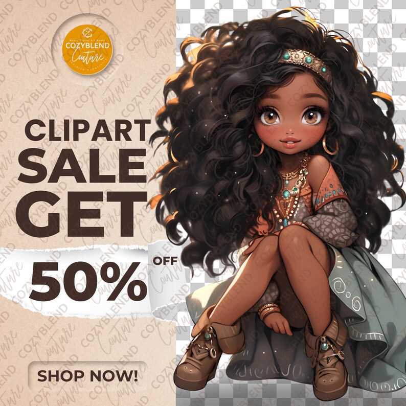 Boho Chibi Girls Clipart Set: Trendy Hippie PNG (digital Download) - Etsy