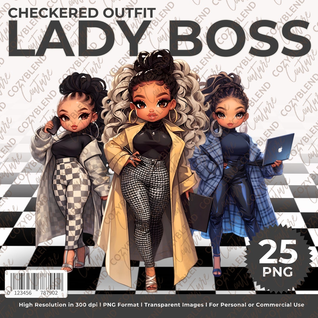 Checkered Outfit Lady Boss Clipart: Stylish PNG (digital Download) - Etsy