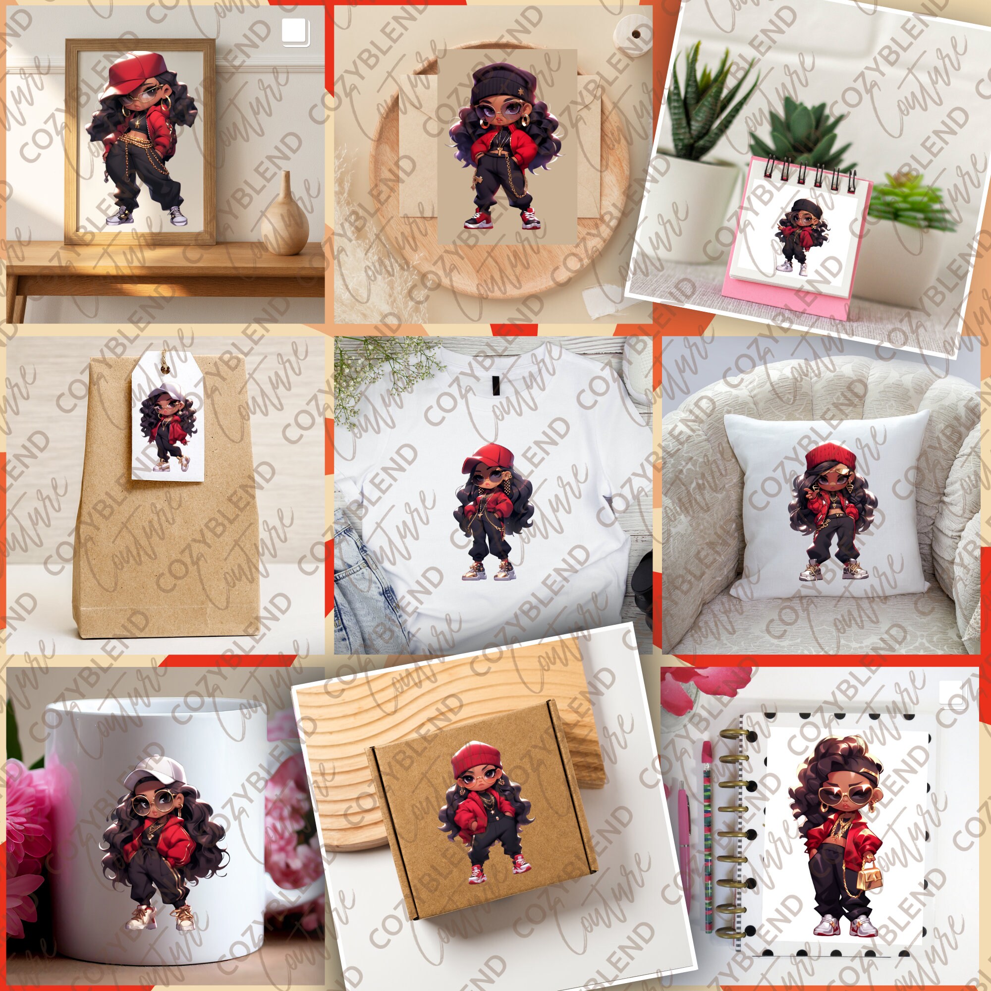 Funky Girls V2, Chibis Clipart, Fashionable Woman Clipart, Urban Style ...