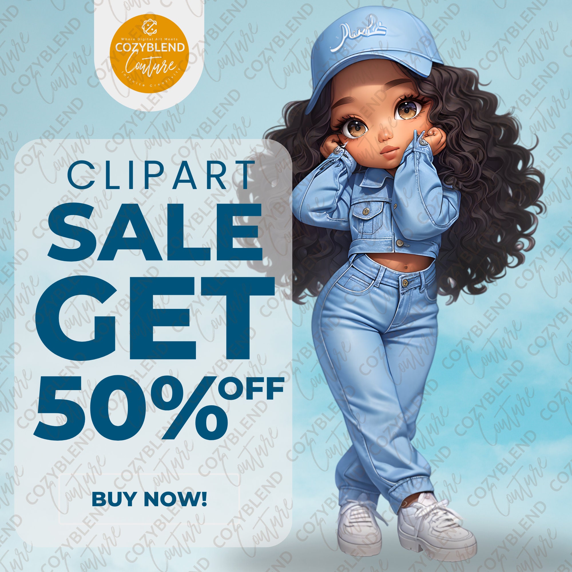 Denim Darling Girls Clipart: Stylish Girls Embracing the Denim Trend ...