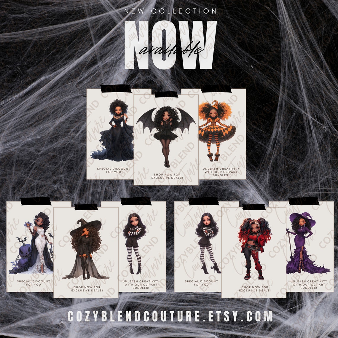 Halloween Spooky Girls Clipart Creepy Characters for Festive Designs ...