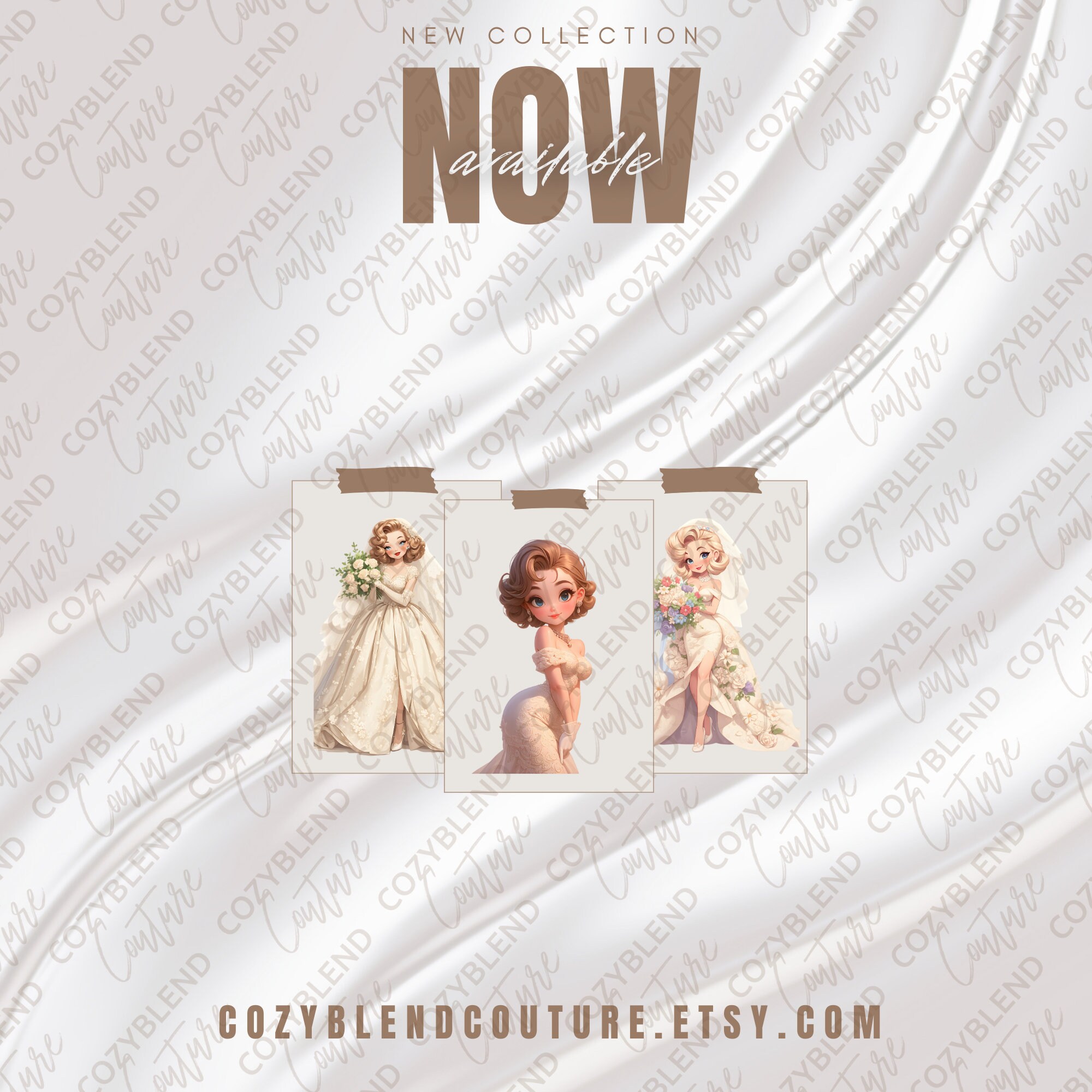 Classic Bridal Bliss Clipart Elegant Vintage Bride Illustrations ...