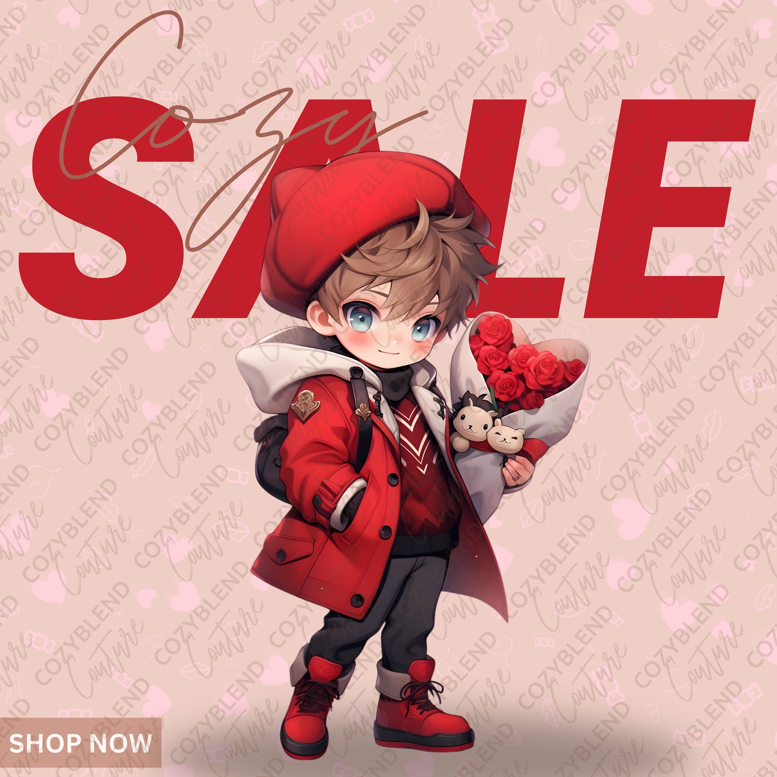 Valentine's Chibi Guys, Sweet Men in Love, Chibi Man, Boy Clipart ...