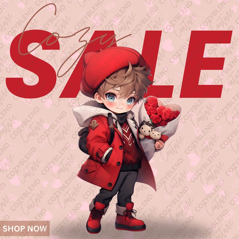 Valentine's Chibi Guys, Sweet Men in Love, Chibi Man, Boy Clipart ...