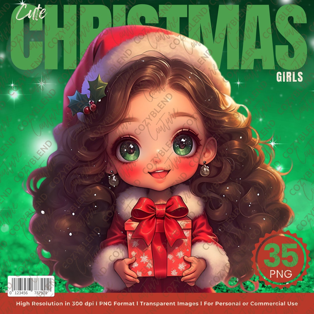 Cute Christmas Girls Clipart, Festive Holiday Characters PNG, Perfect ...