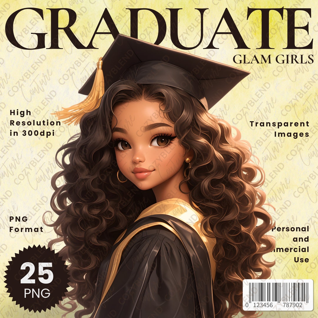 Graduate Glam Girls Clipart - Chic Graduation Gown and Cap Designs for ...