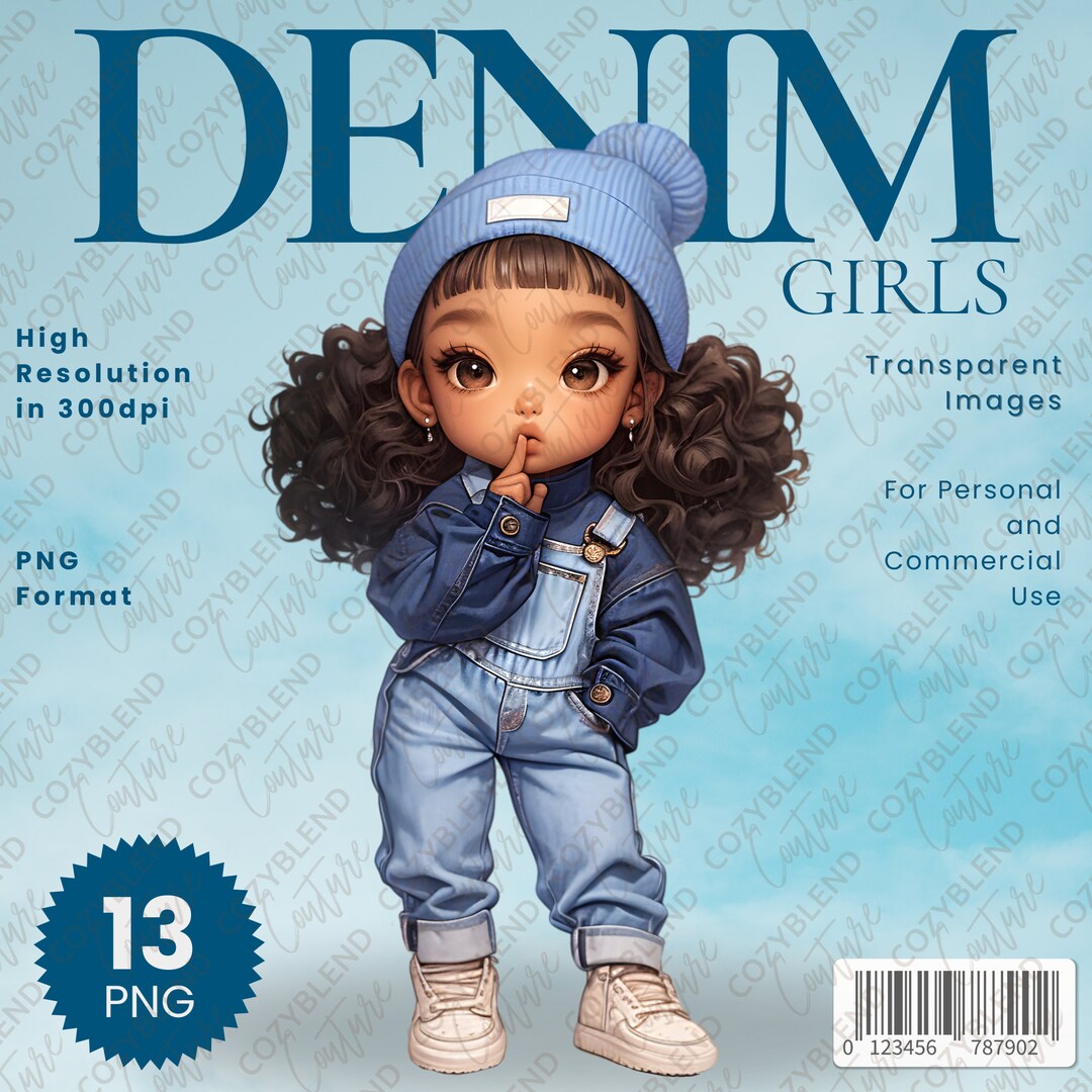 Denim Darling Girls Clipart: Stylish Girls Embracing the Denim Trend ...