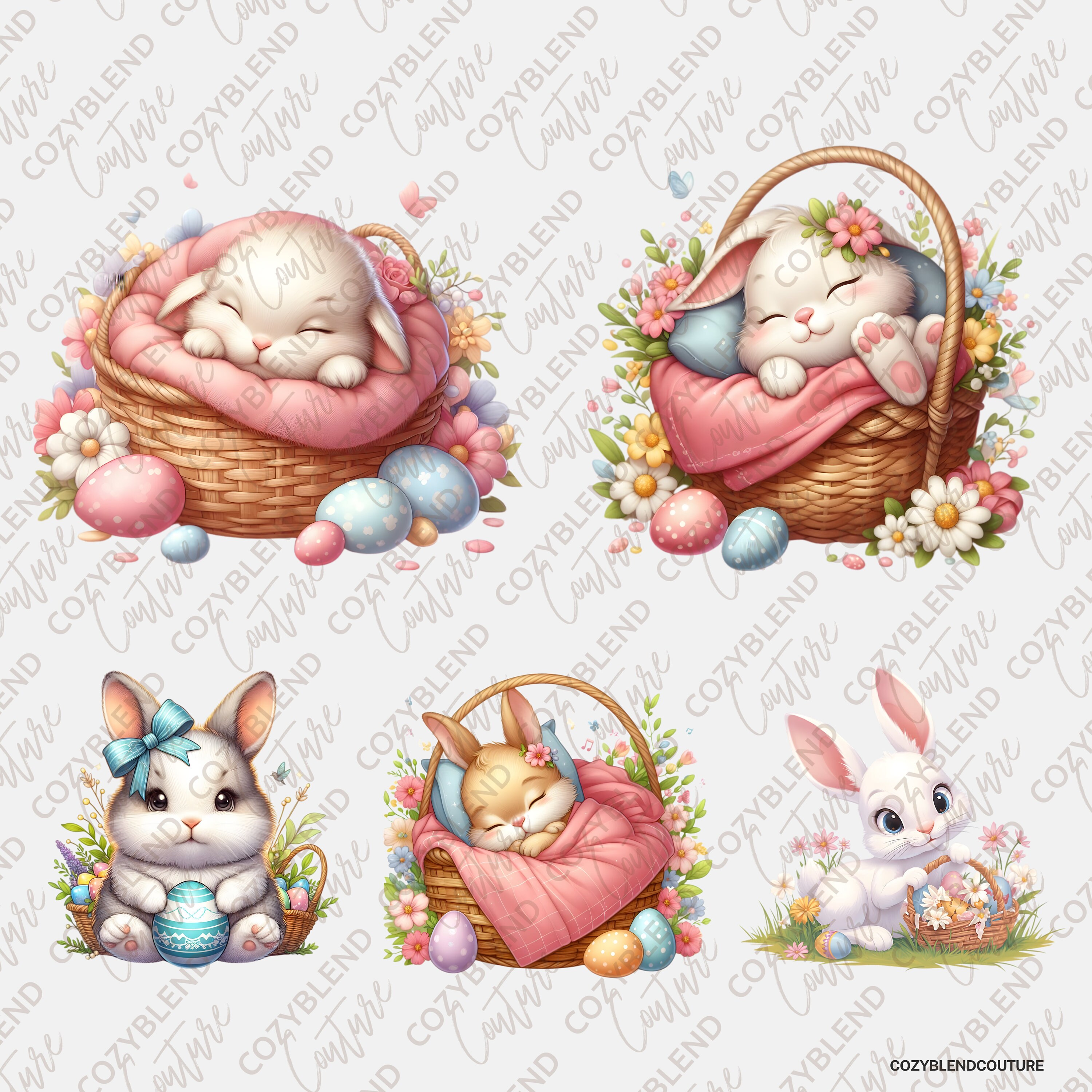 Easter Bunny Cutie Clipart Clipart Bundle, Easter Clipart, Easter ...