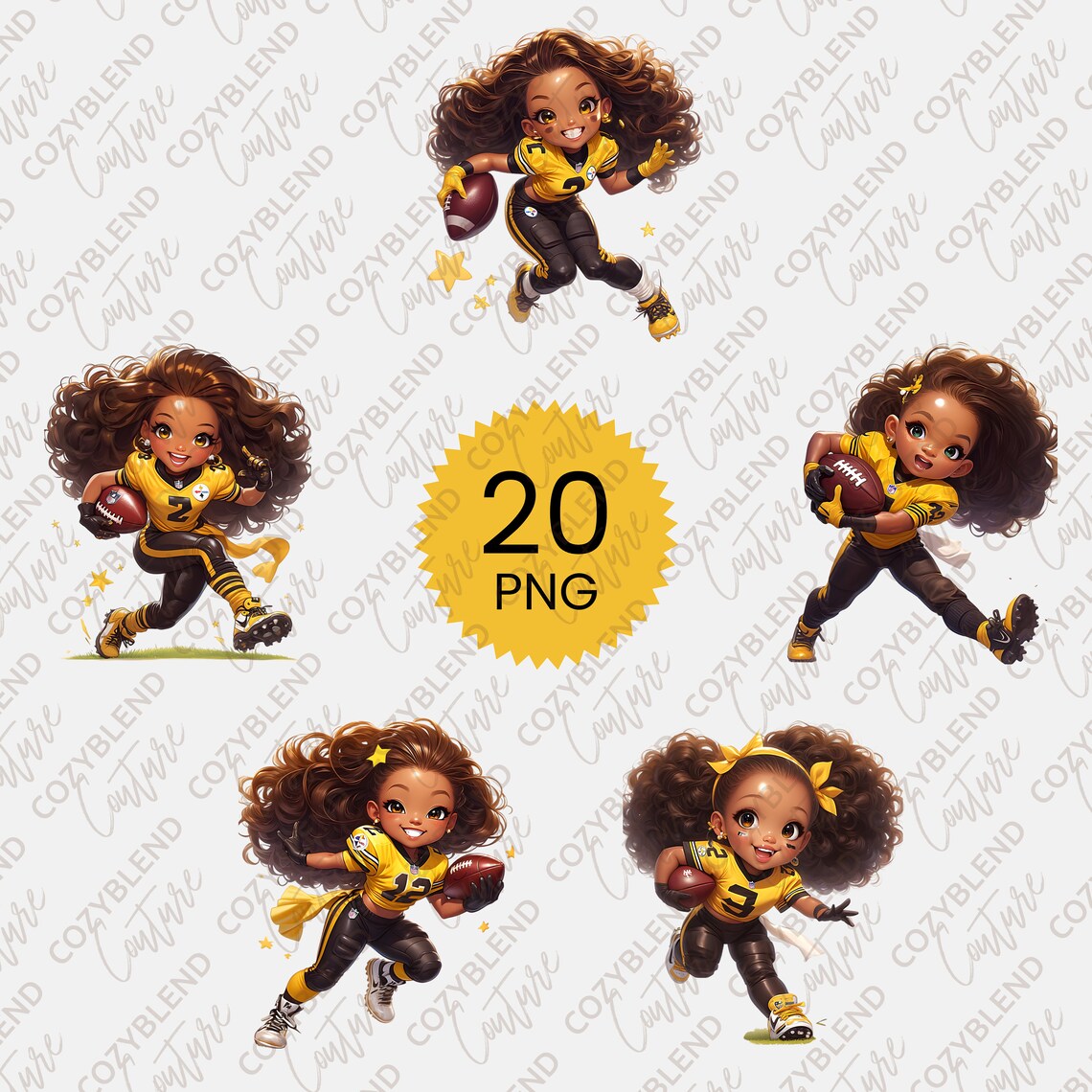 Touchdown Beauties: Football Girls Clipart, Adorable Athletes for ...