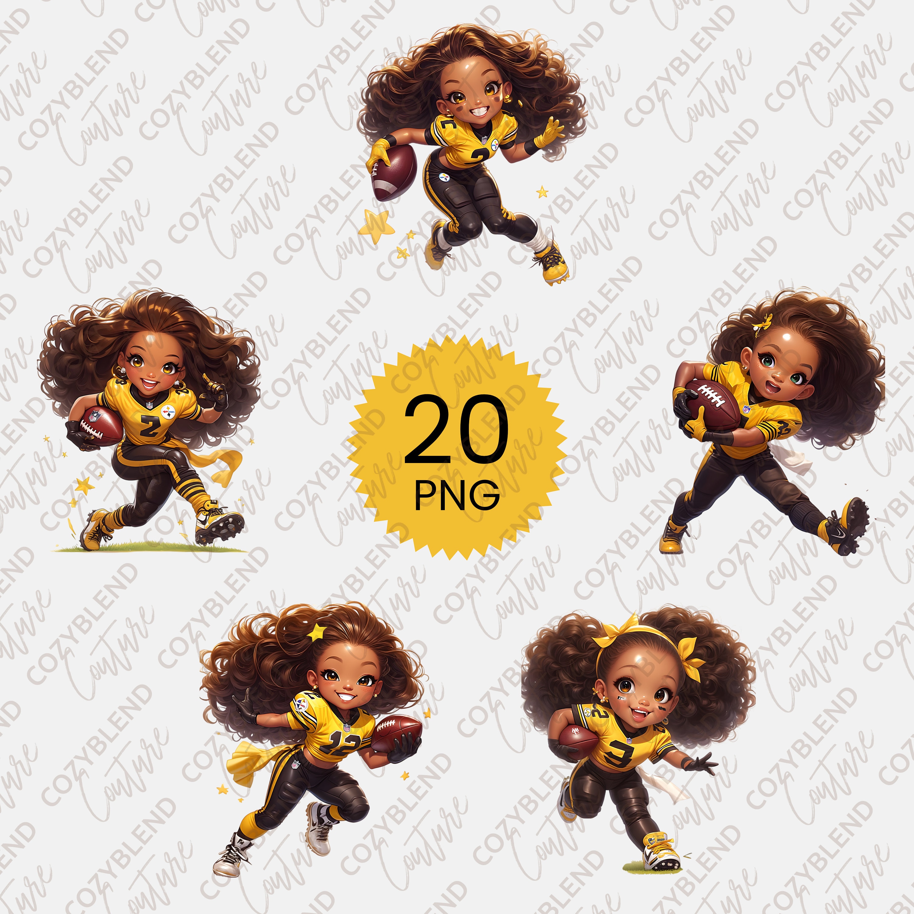 Touchdown Beauties: Football Girls Clipart, Adorable Athletes for ...