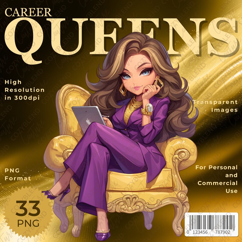 Career Queens Clipart: Ambitious Women PNG Digital Art (instant ...