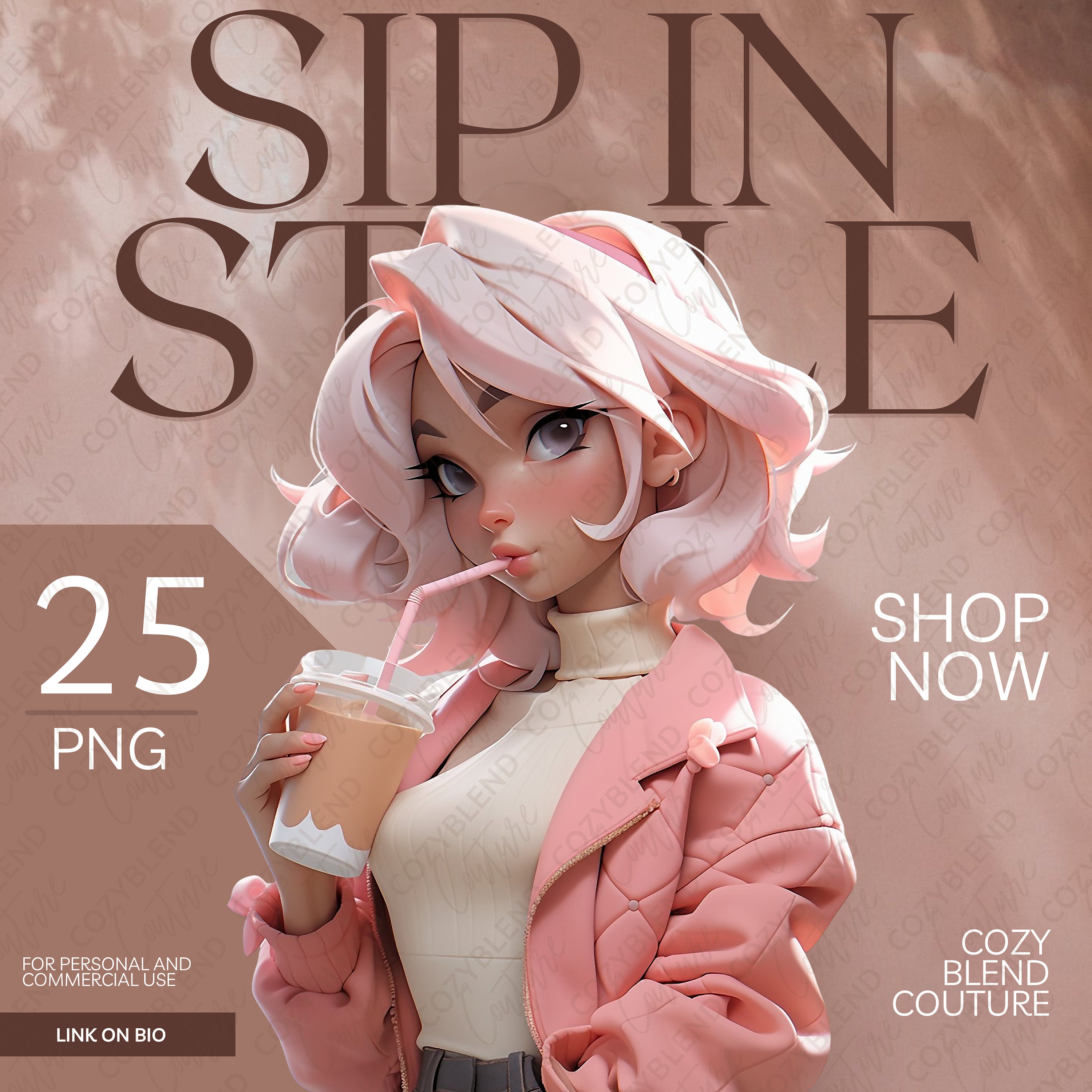 Sip in Style Clipart, Beautiful and Cute Coffee-tea Girl Clipart ...