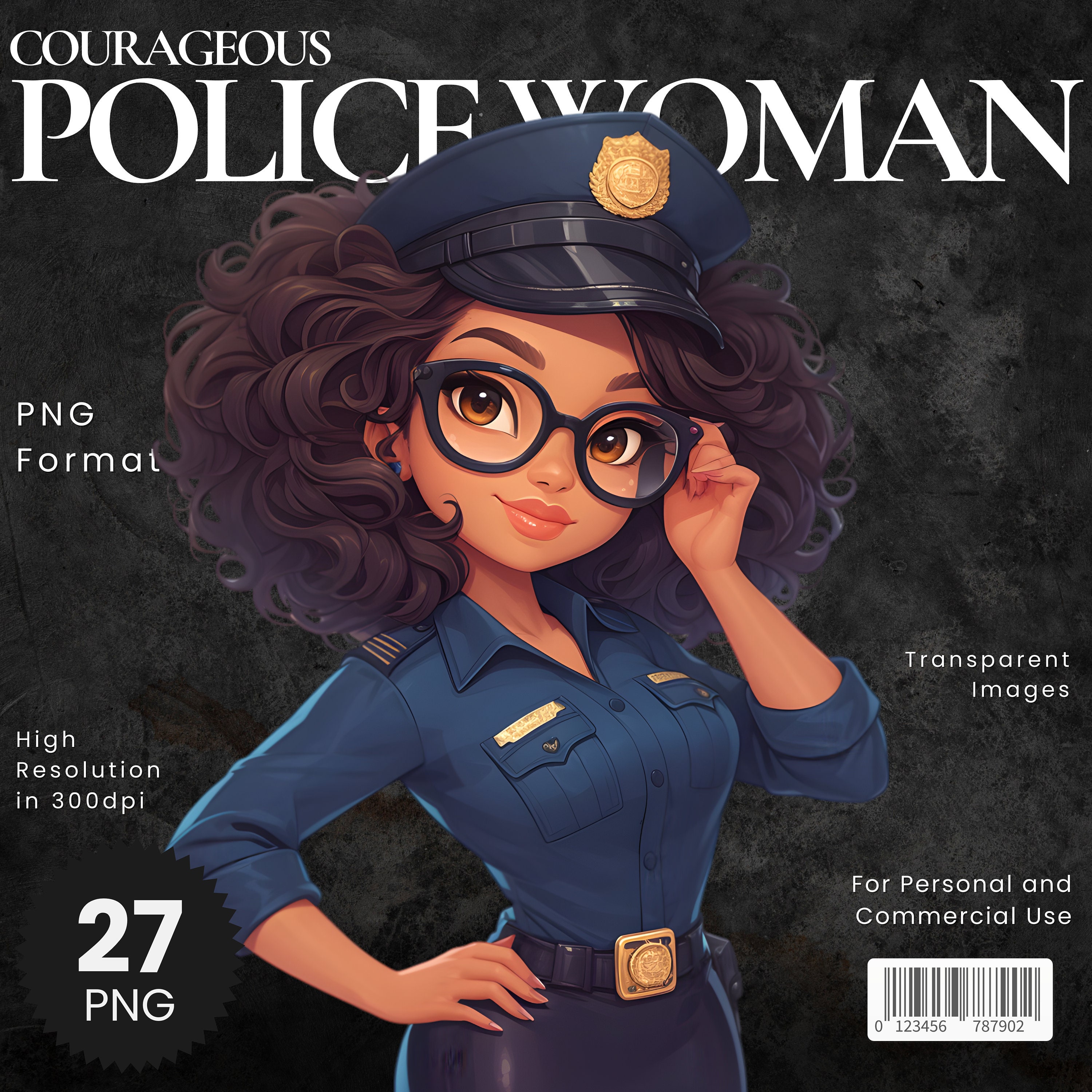 Courageous Policewoman Clipart - Strong Female Officer Illustration for ...
