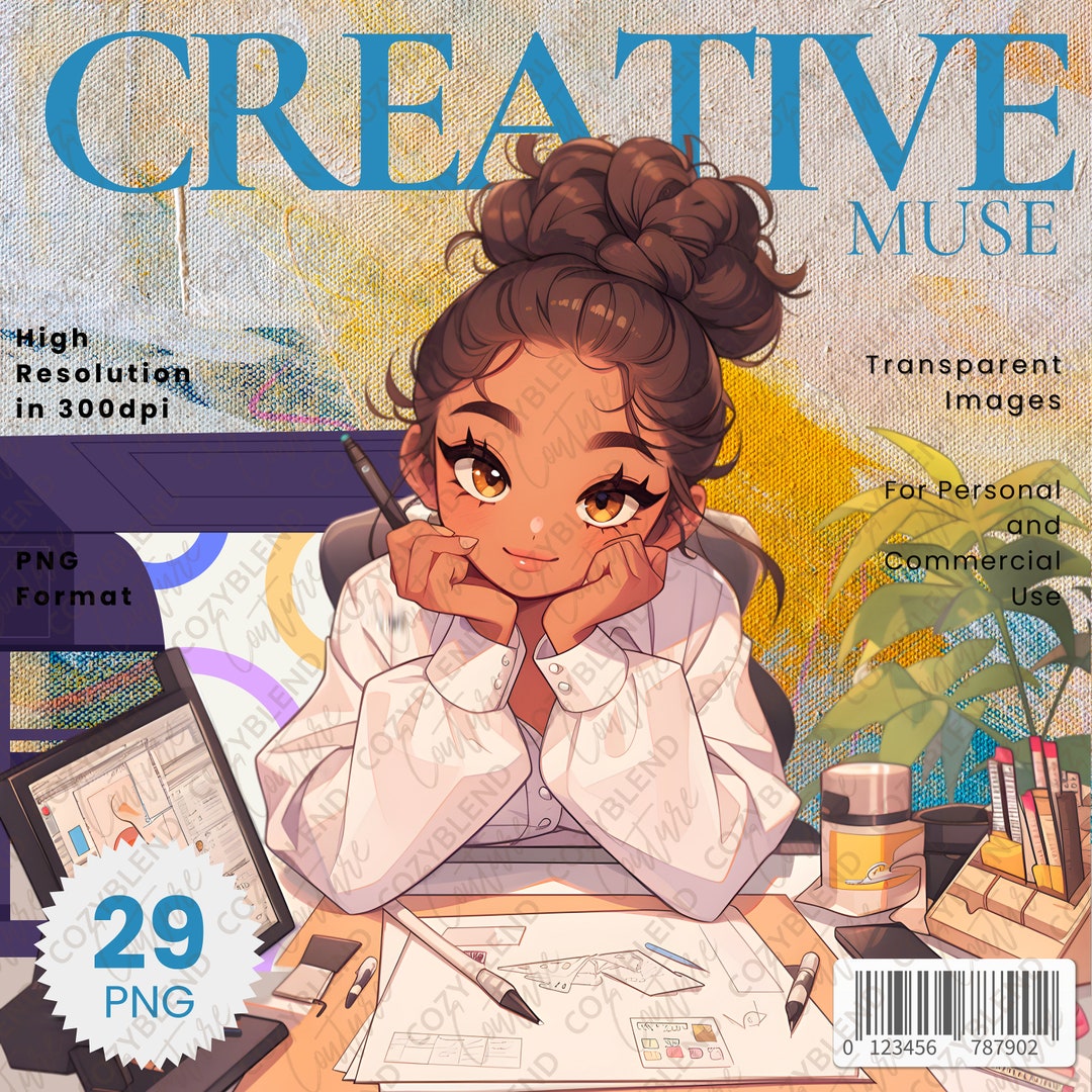 Creative Muse Craft Clipart - Inspired Girl Designing and Crafting for ...