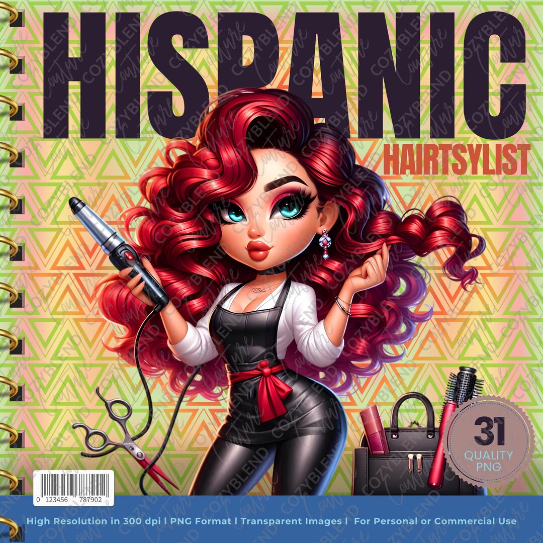 Hispanic Chibi Hairdresser Clipart, Barber & Stylist PNG, Digital ...