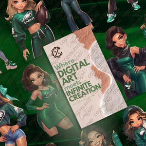 Eagles Fan Girls Clipart, Philly Cheer, Chibi Sports Fans, Eagles ...