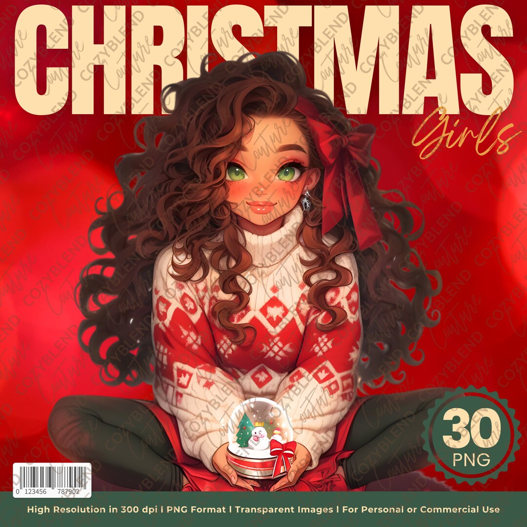 Christmas Girls Clipart: Festive Holiday PNG Illustrations (digital ...
