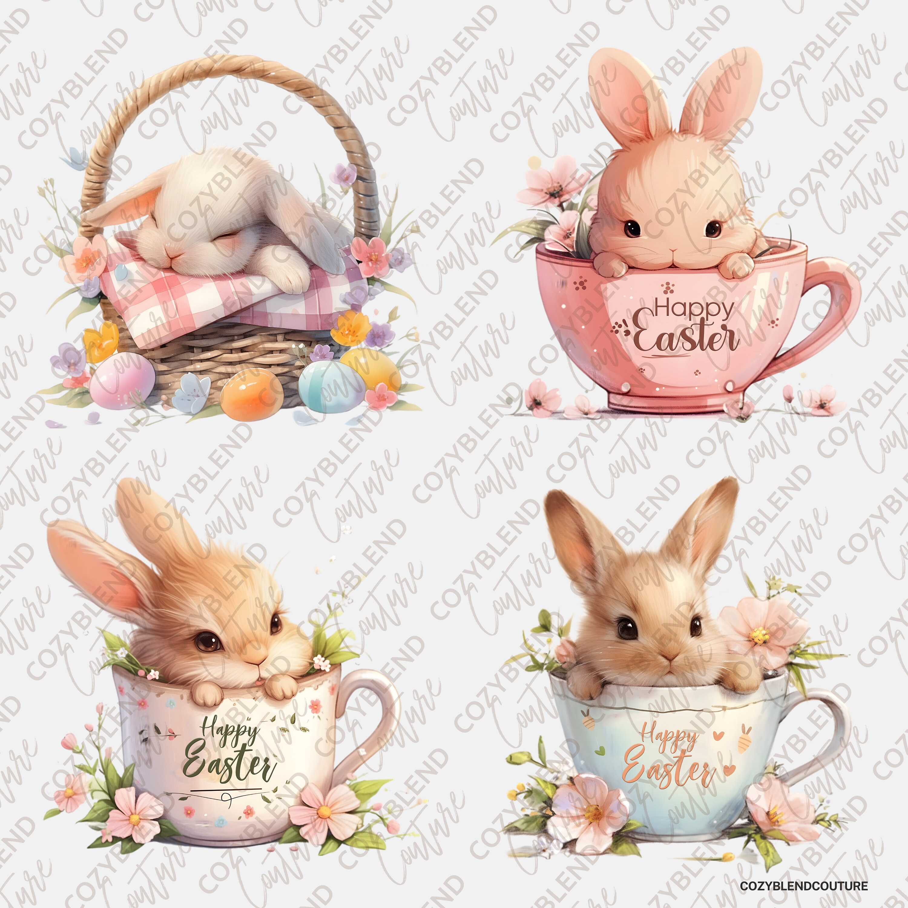 Easter Bunny Cutie Clipart Clipart Bundle, Easter Clipart, Easter ...