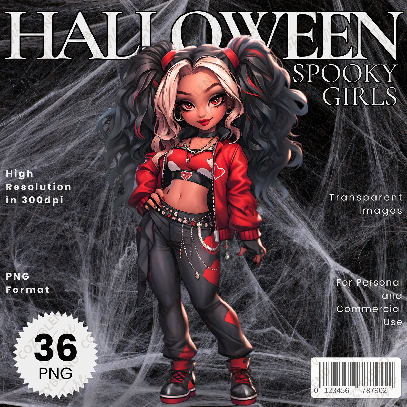 Halloween Spooky Girls Clipart Creepy Characters for Festive Designs ...