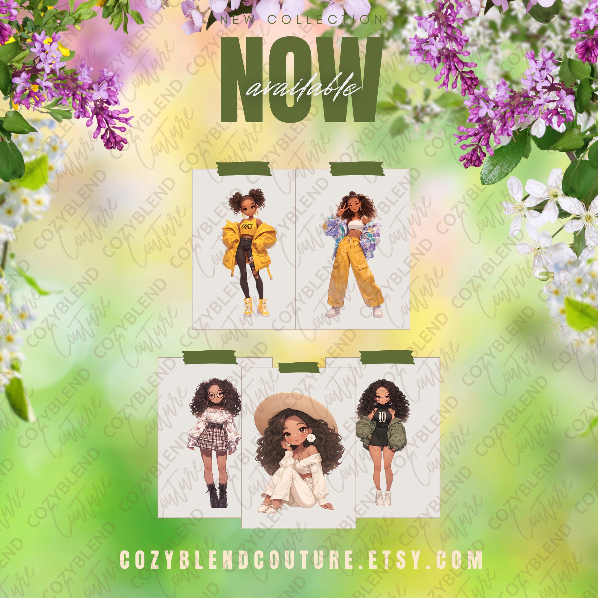 Springtime Chic Clipart Elegant Girls Illustrations for Spring Designs ...