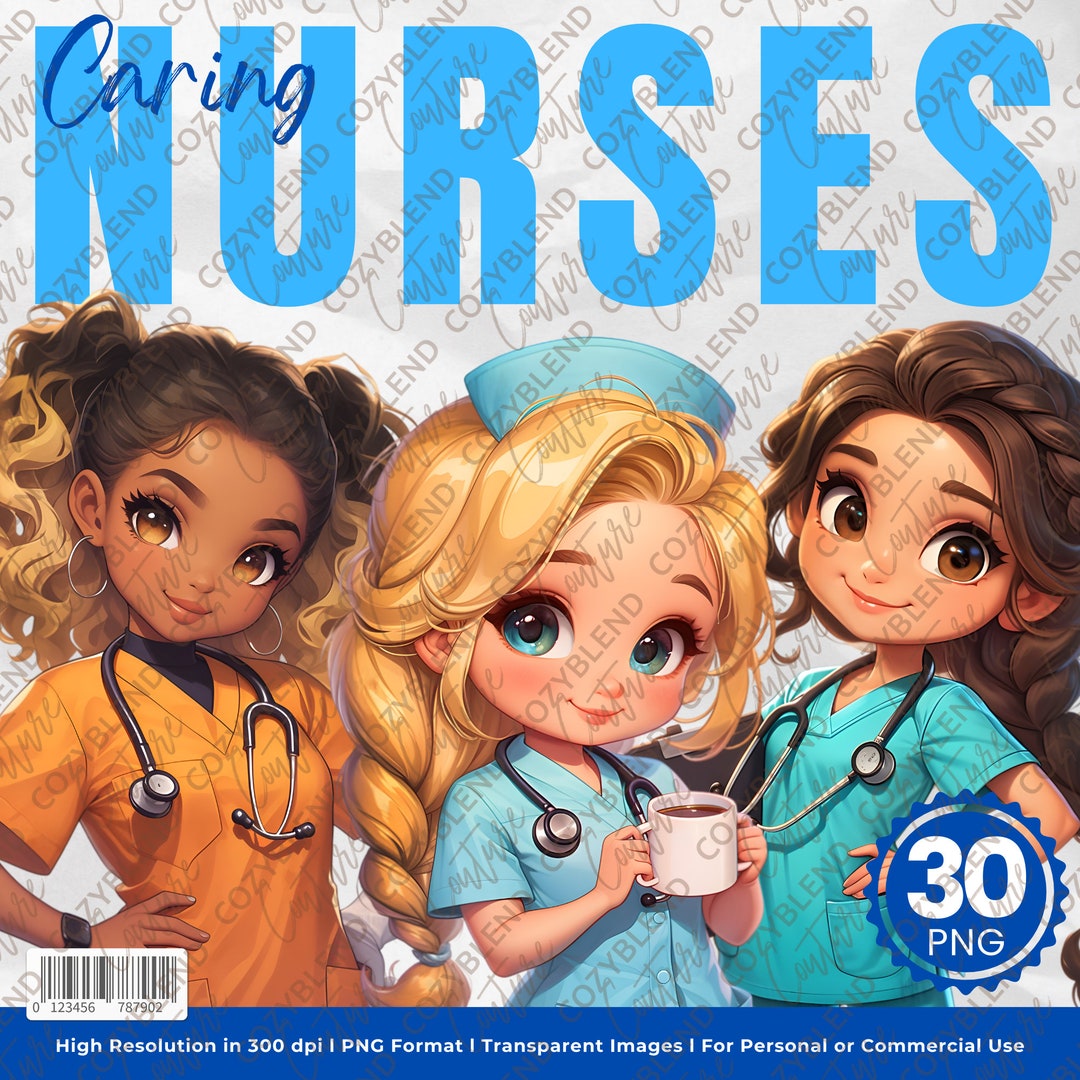 Caring Nurses Clipart: Medical Staff PNG Illustrations (digital ...