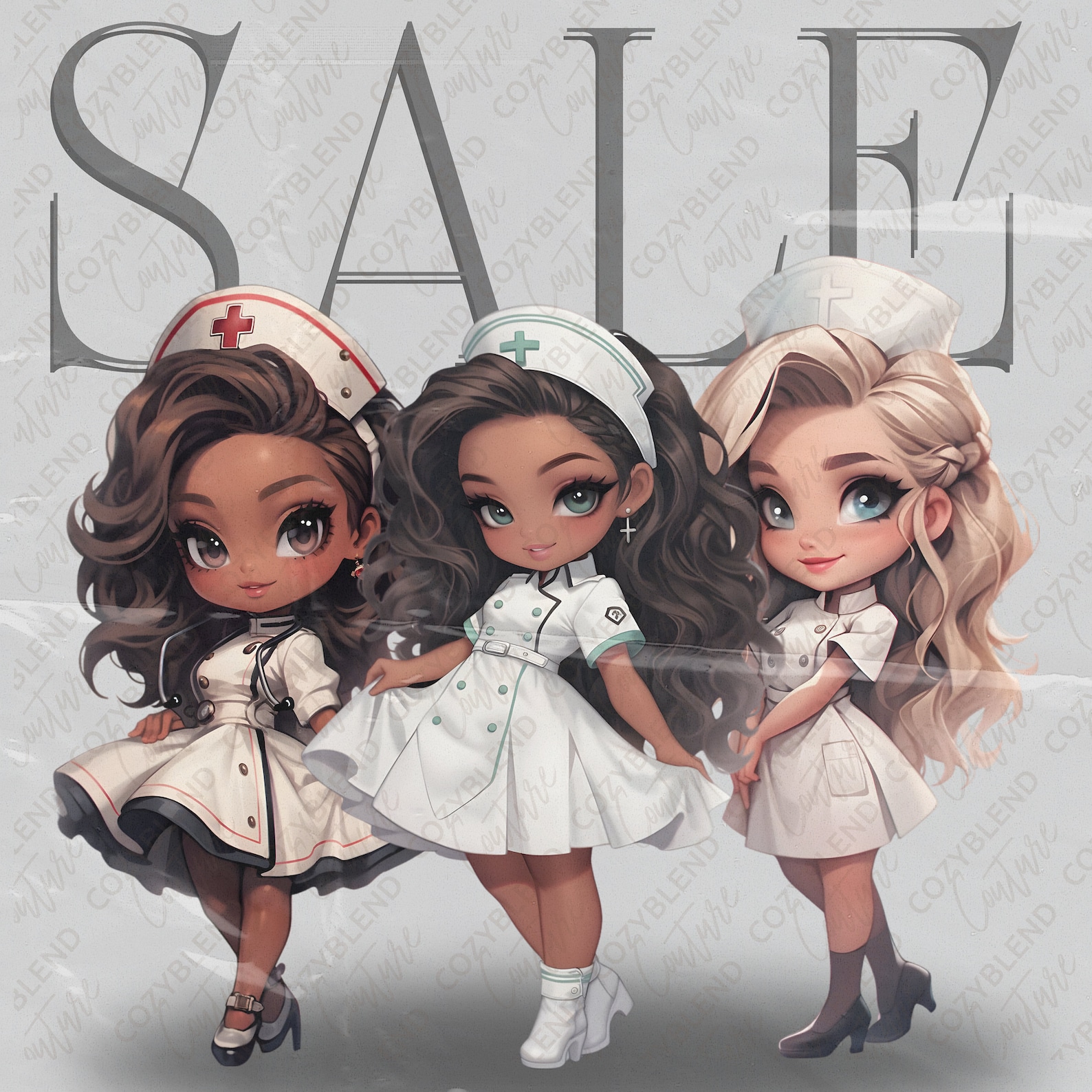 Nurse Chibi Clipart: Medical Illustration for Stickers, Scrapbooking ...