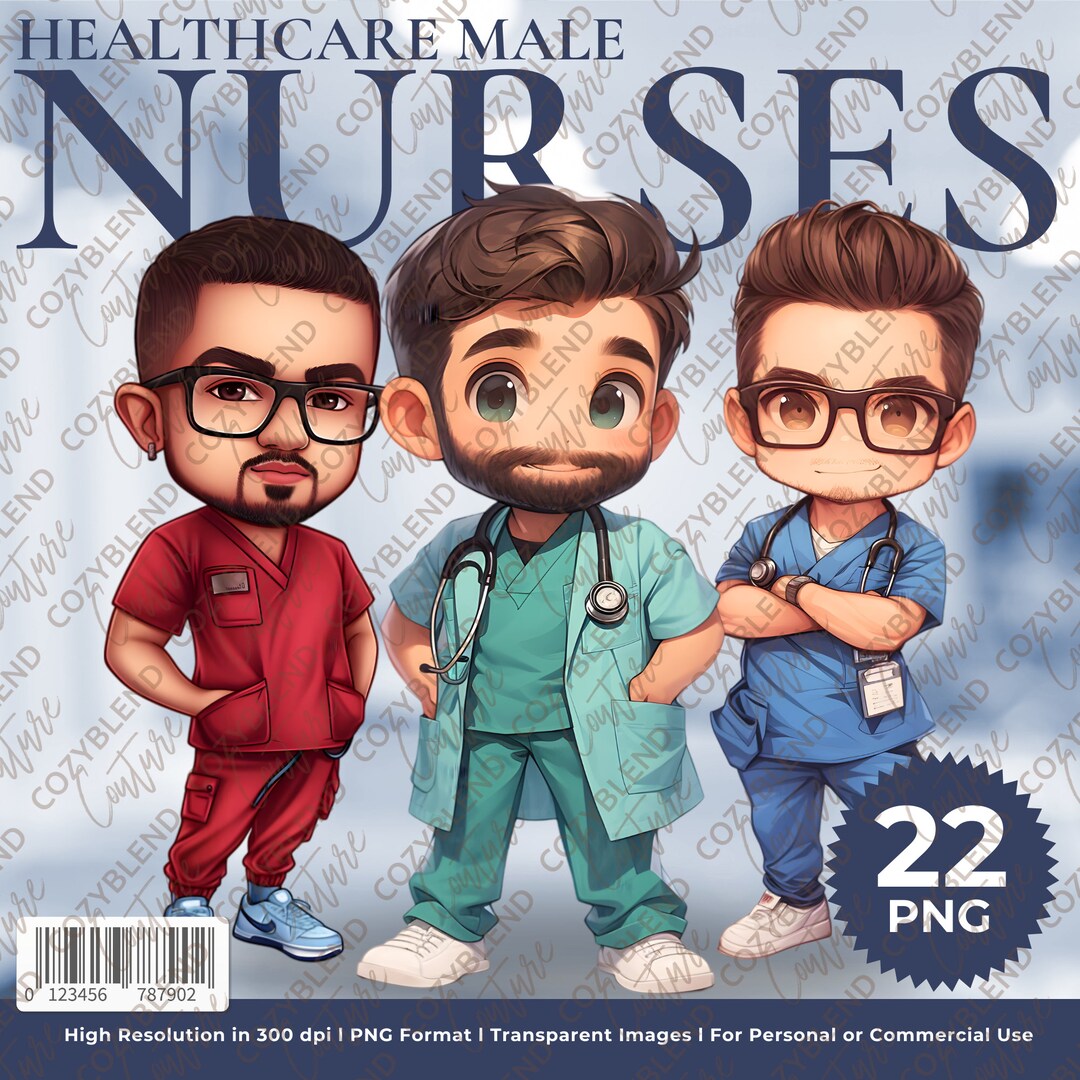 Healthcare Male Nurses Clipart, Medical Staff Illustrations, High ...