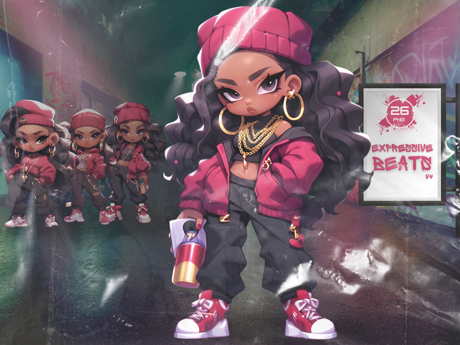 Expressive Beats V4, Energetic Hip-hop Chibi Illustrations, Chibis ...