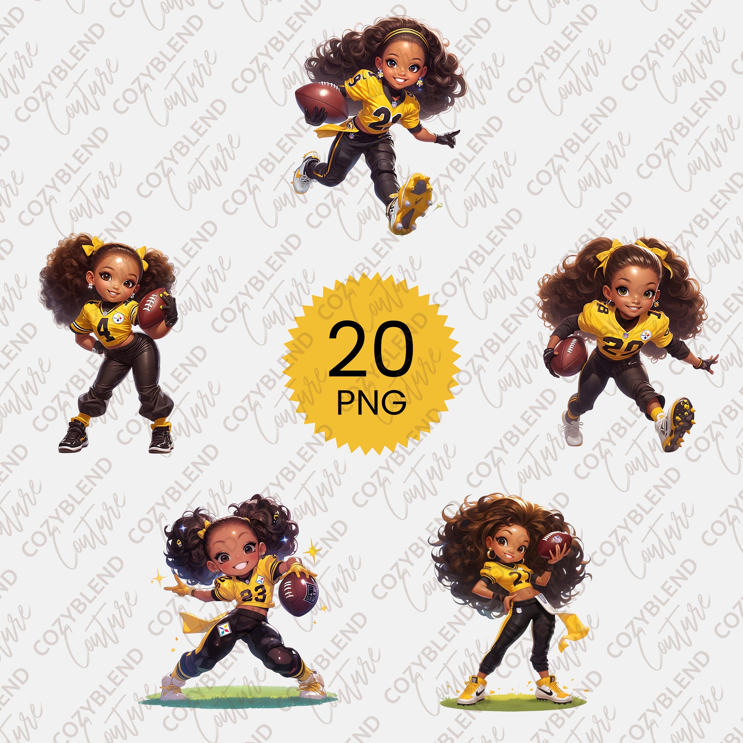 Touchdown Beauties: Football Girls Clipart, Adorable Athletes for ...