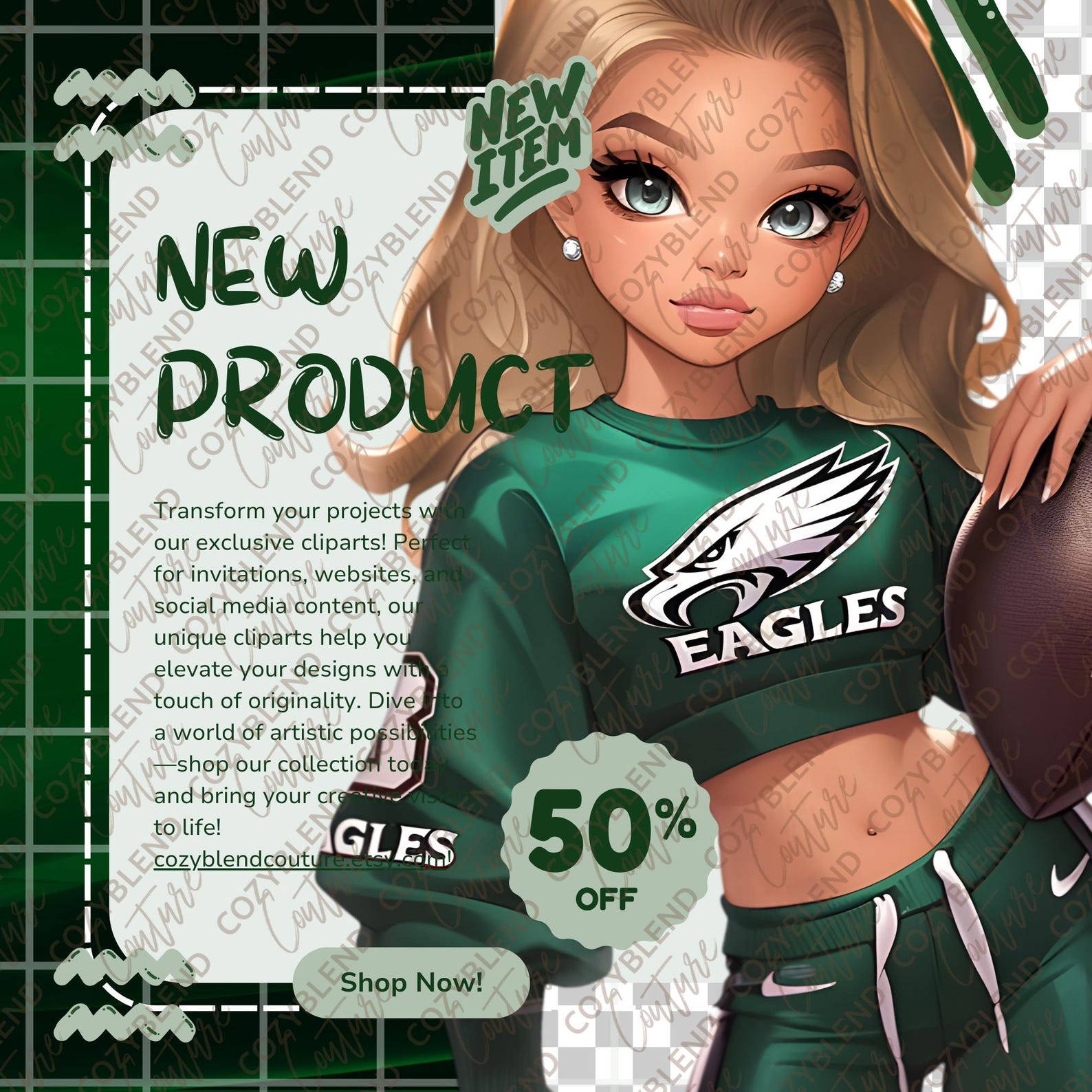 Eagles Fan Girls Clipart, Philly Cheer, Chibi Sports Fans, Eagles ...