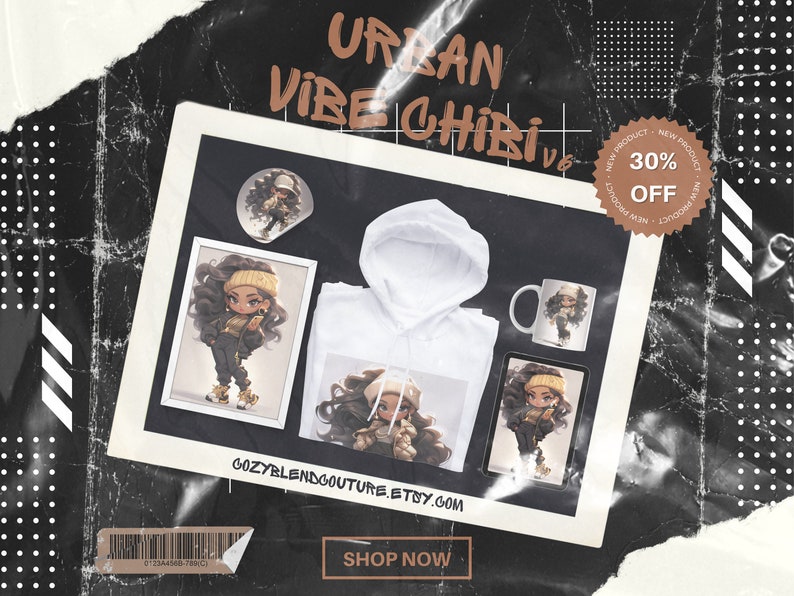 Urban Vibe V6, Funky Street-chic Chibi Art Bundle, Chibis, Woman ...