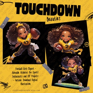Touchdown Beauties: Football Girls Clipart, Adorable Athletes for ...