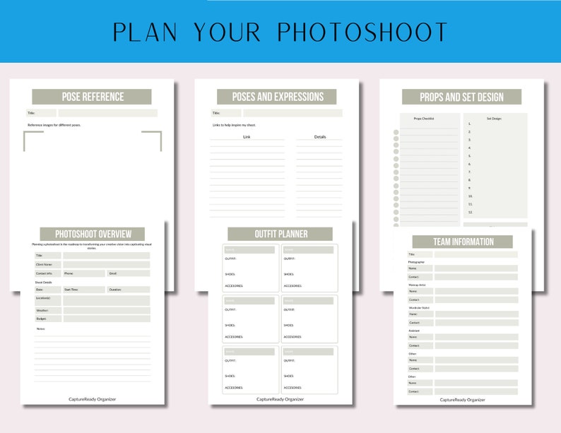 Photographer Planner Photoshoot Digital Planner, Photography Business ...
