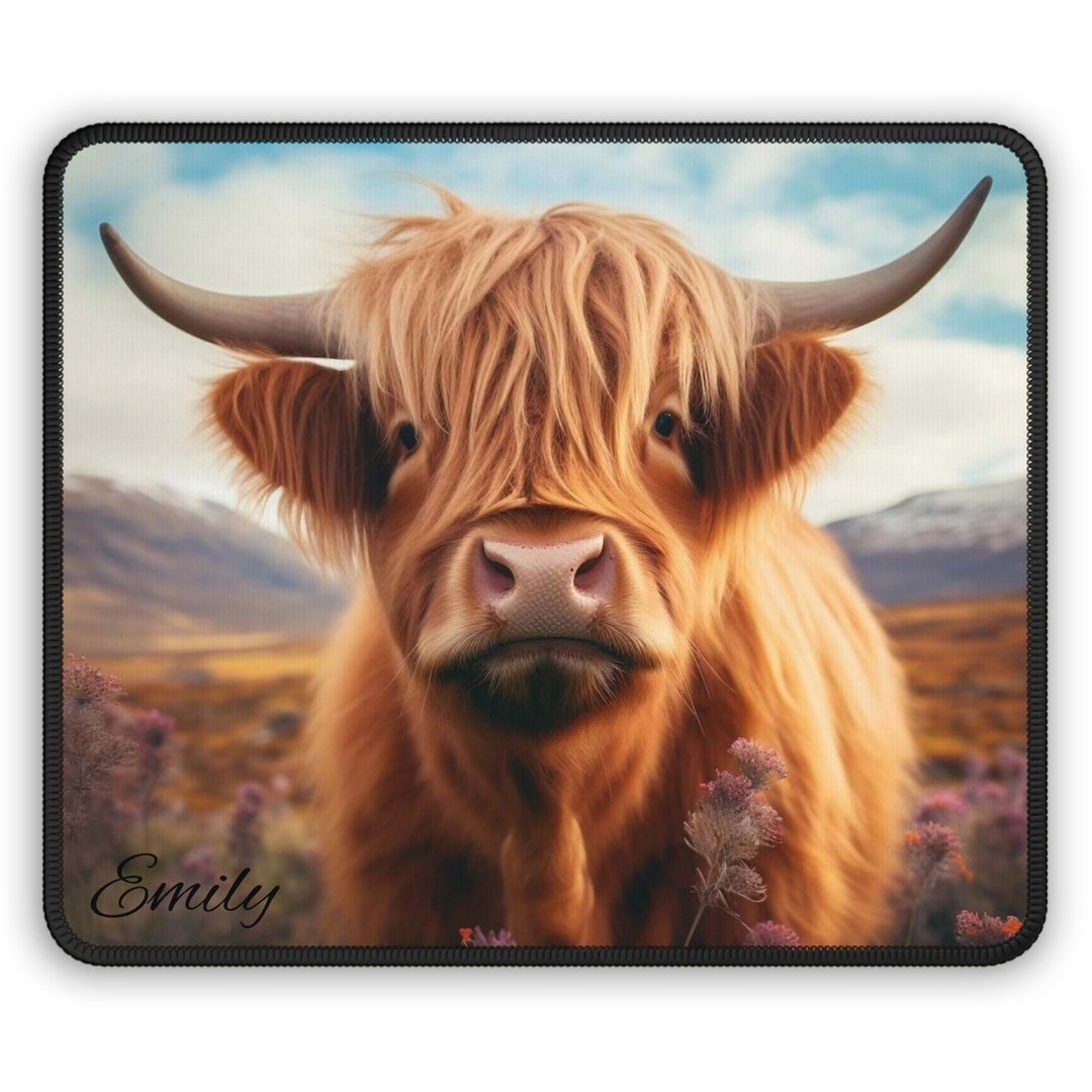 Highland Cow Mouse Pad Custom Cute Highland Calf Mouse Matt ...