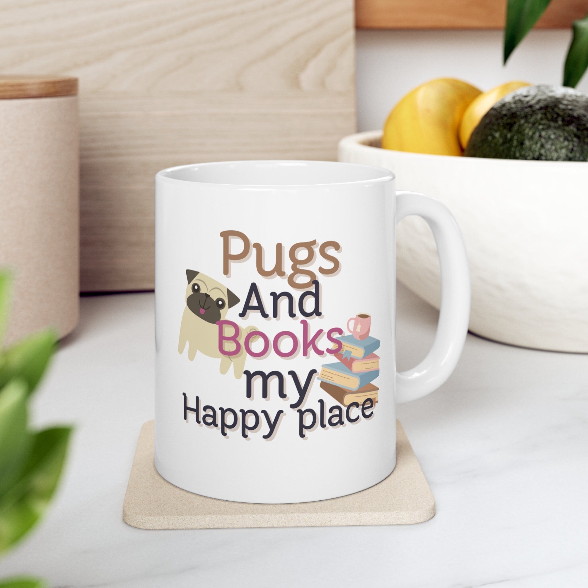 Pug Mug Pug and Book Lover Funny Pug Gift Pug Mom Pug Mothers Day Gift ...