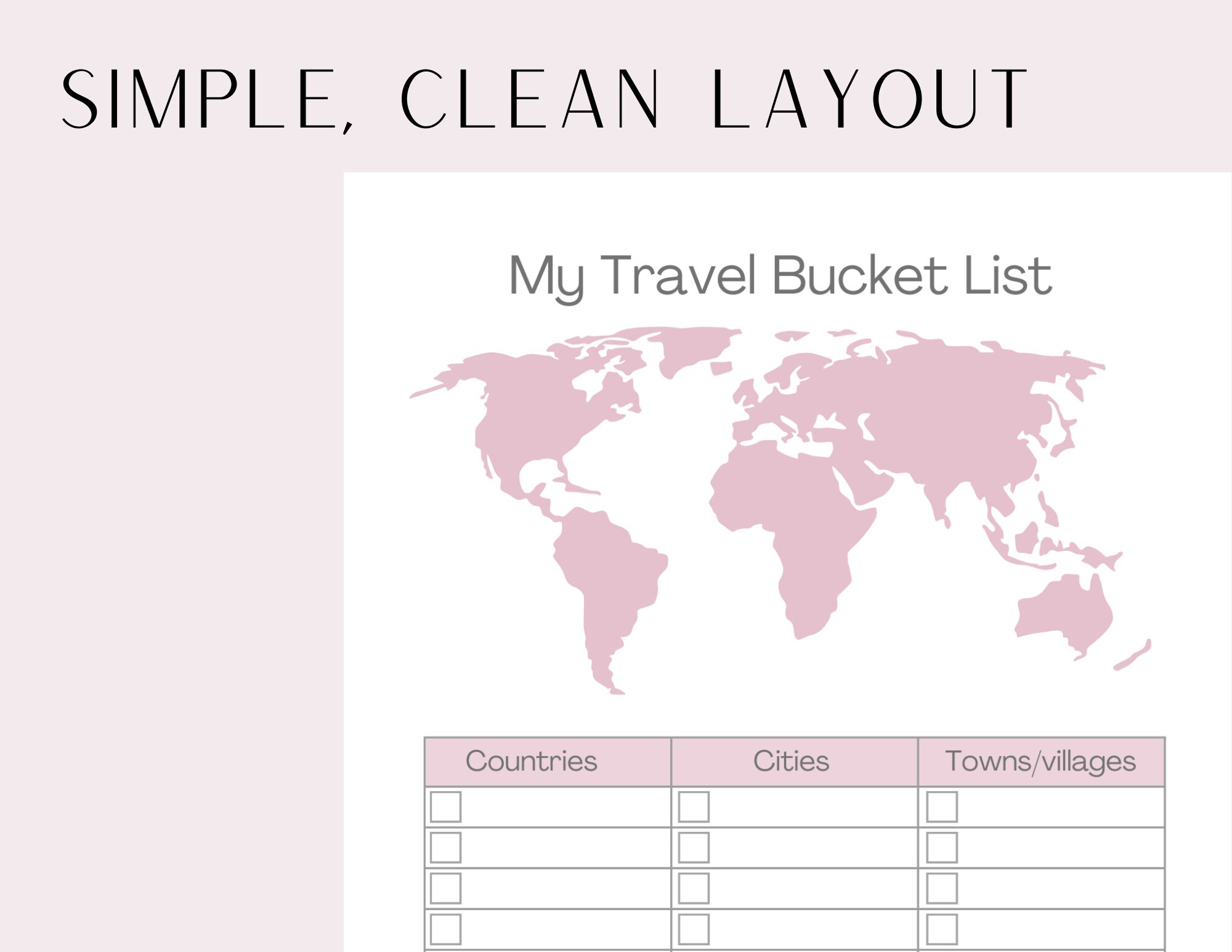 Travel Bucket List Printable, Adventures Map Printable, INSTANT ...