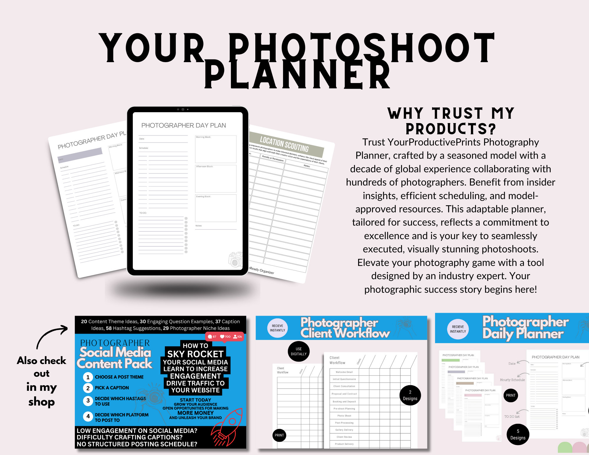 Photographer Planner Photoshoot Digital Planner, Photography Business ...