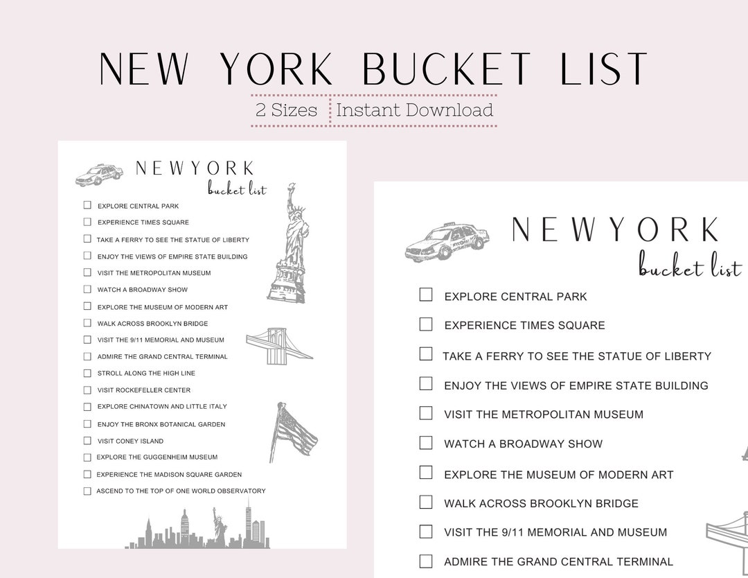 NEW YORK City Bucket List New York City List Printable Travel - Etsy