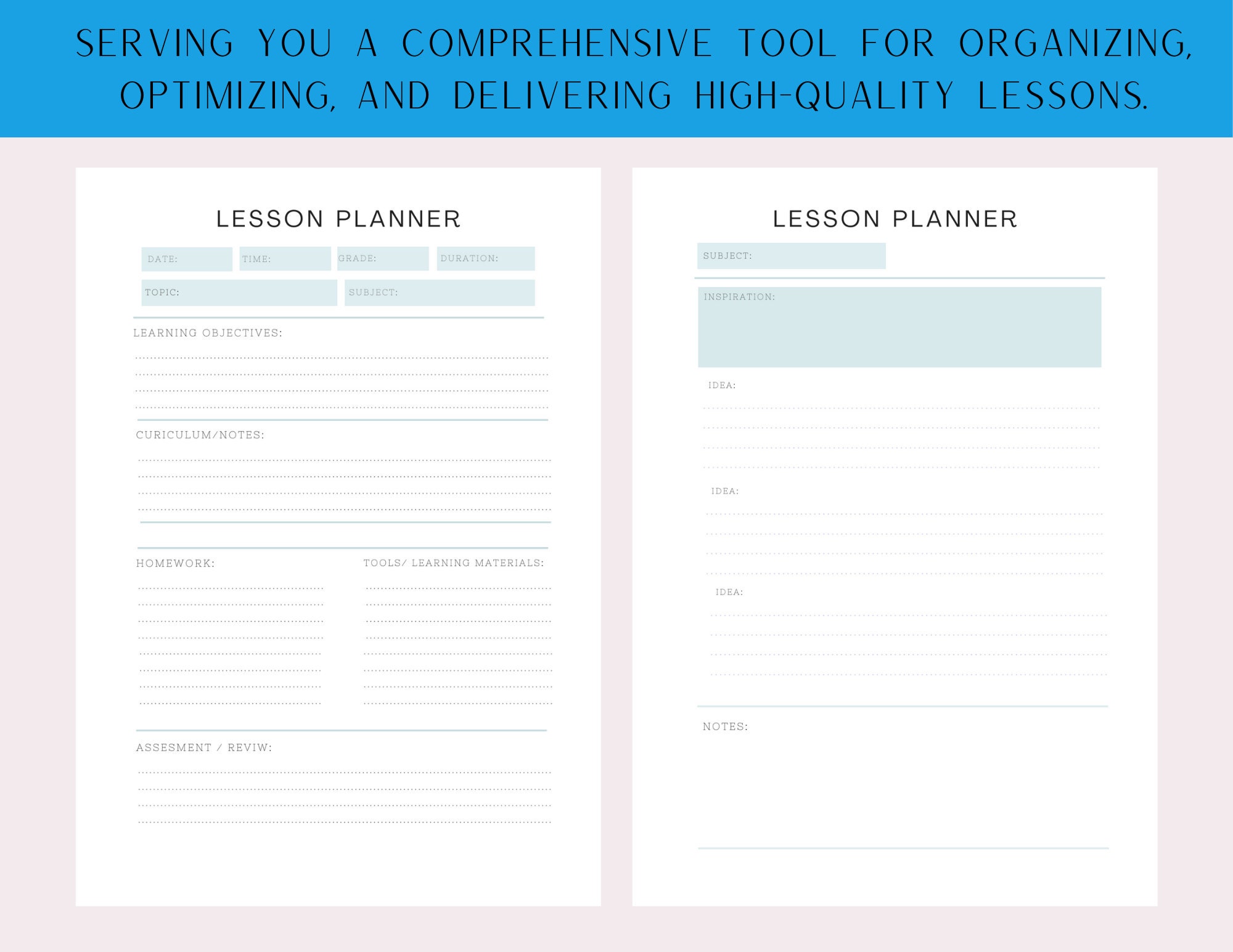 Lesson Planner Printable, Home Schooling Planner, Goodnotes Class ...
